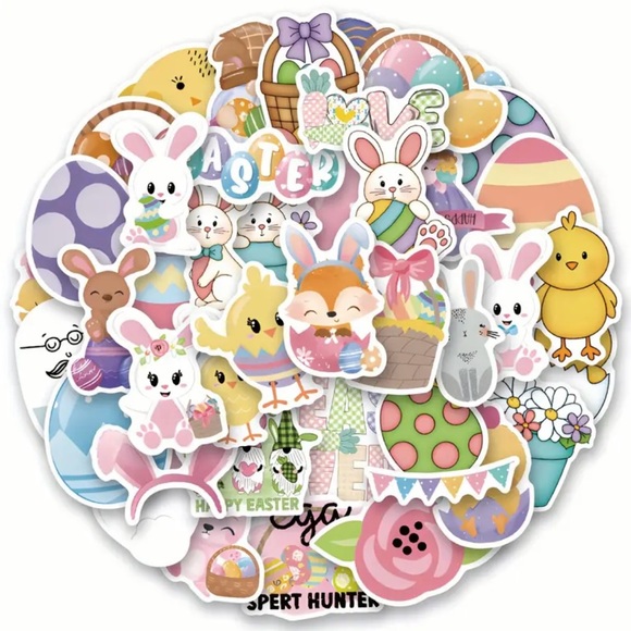 Design | Easter Themed Sticker Pack Set Of 5 Flowers Eggs Chicks Basket ...